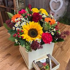 Bright Flowers with Chocs Flowers Stems of Jedburgh Florist
